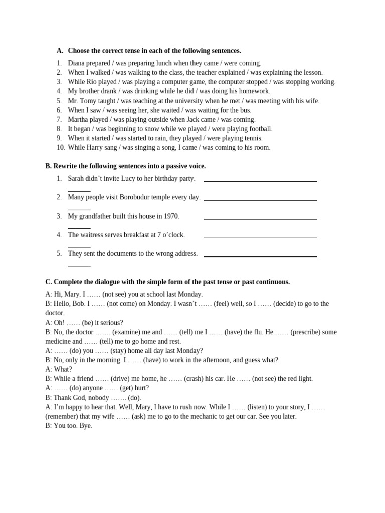 Simple Past and Continuous Tense | PDF