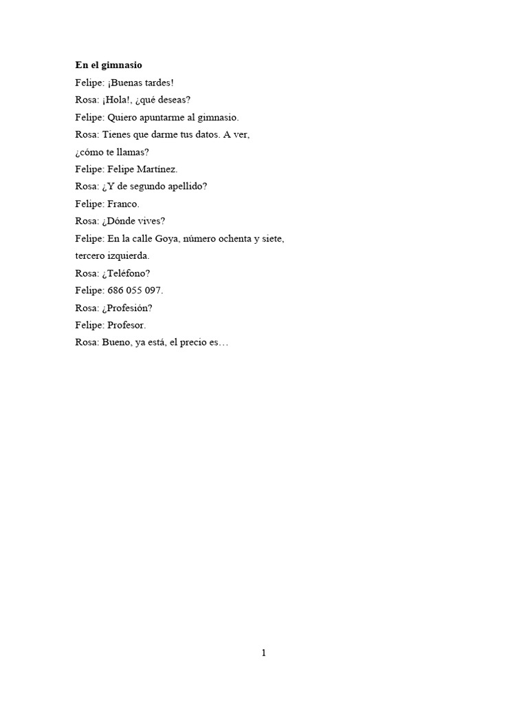 Mini Textos y Diálogos - A1 y A2 | PDF | Alimentos | Cocina