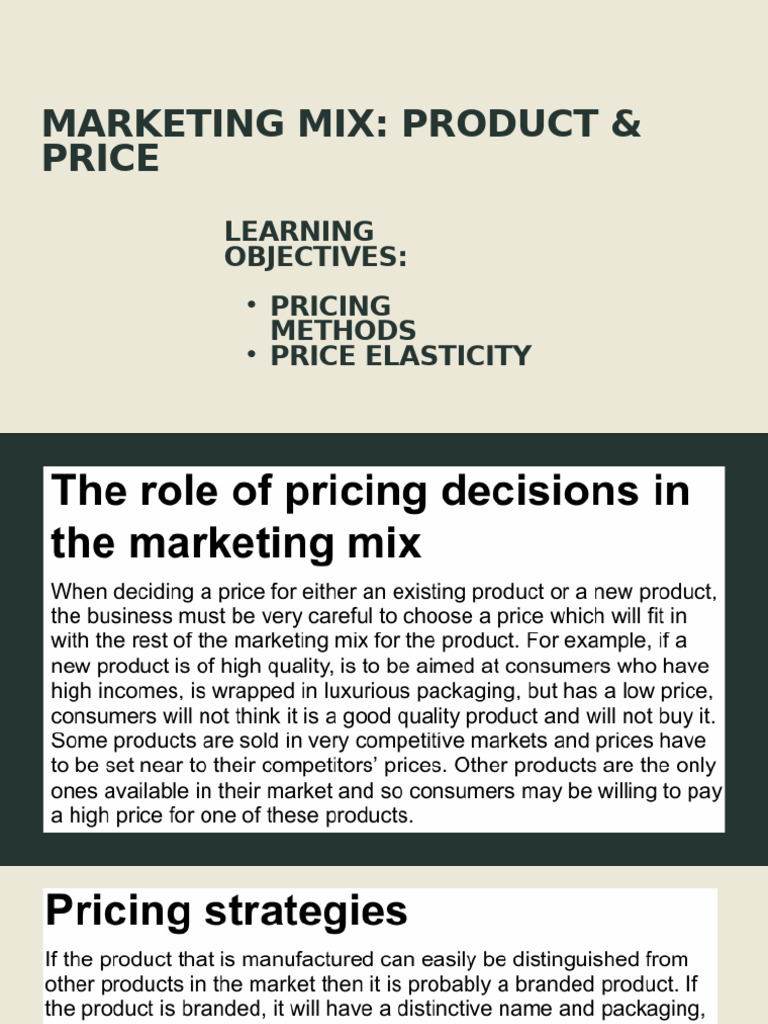 Unit 12 - 3 Marketing Mix Product & Price | PDF