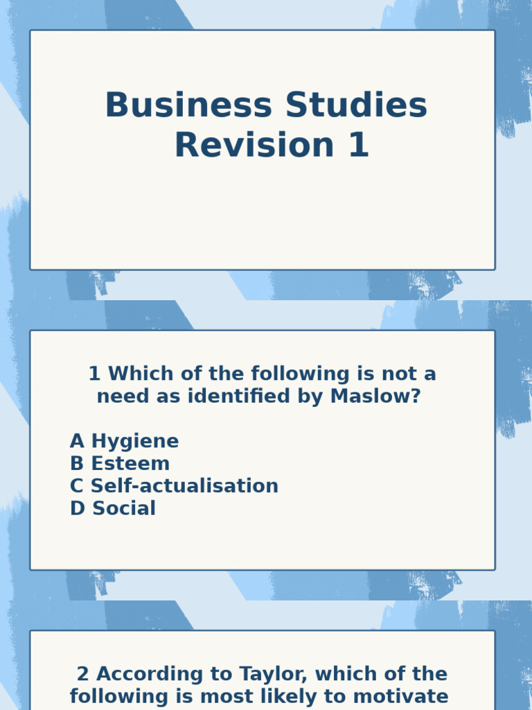 Business Studies Revision Questions | PDF | Recruitment | Survey ...