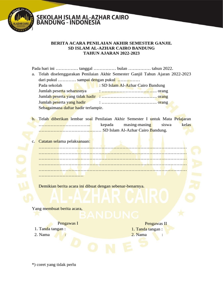 [PAS] FORMAT BERITA ACARA | PDF