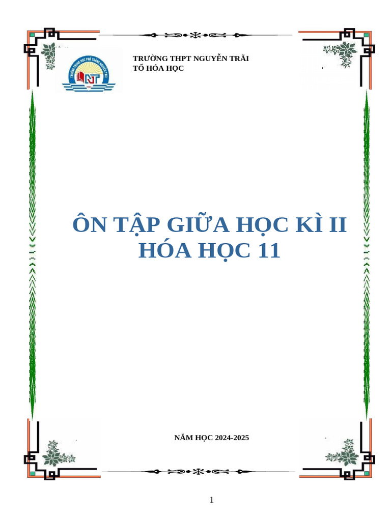 Đề cương ôn tập GK2 Hoá 11 2024 2025 bản HS | PDF