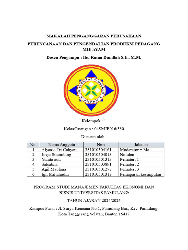 COVER PENGANGGARAN PERUSAHAAN | PDF