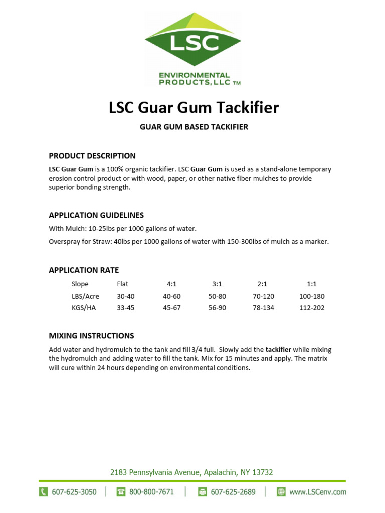 Organic Guar Gum Tackifier Guide | PDF