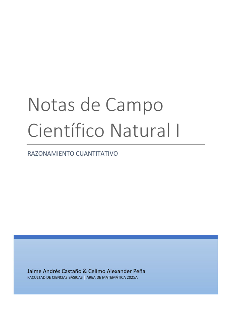 Notas de Campo: Científico Natural I | PDF | Matemáticas | Conjunto vacio