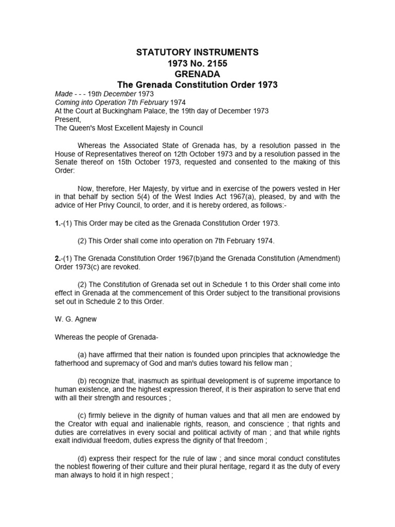 Grenada Constitutional Order | PDF | Detention (Imprisonment) | United ...