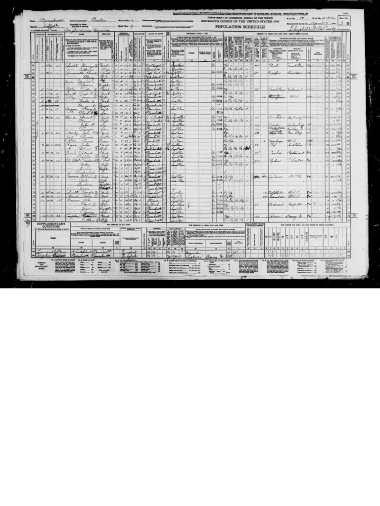 Census.1940.US - MA.Suffolk - Boston.ED 15-356.sheet 3B | PDF