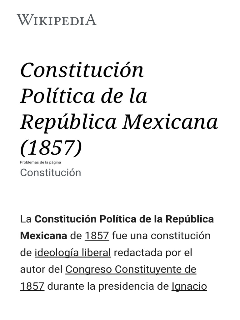 Constitución Mexicana de 1857: Claves y Contexto | PDF | Gobierno ...