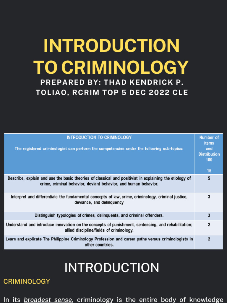 Introduction To Criminology 2 | PDF | Crimes | Crime & Violence
