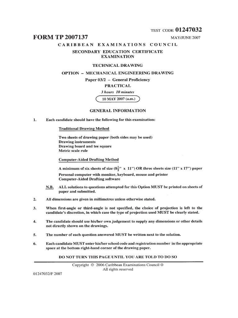 CSEC TD MayJune P3 2007 | PDF | Screw