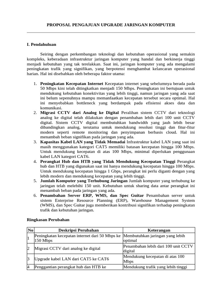 Proposal Pengajuan Upgrade Jaringan Komputer | PDF
