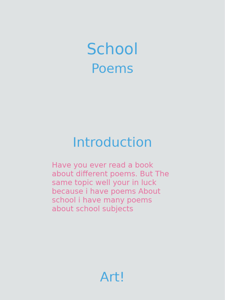 Fun School Poems for Kids | PDF