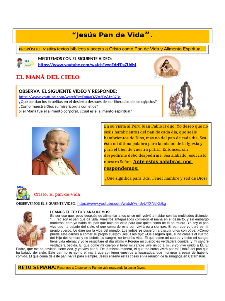 Jesús, Pan de Vida y Maná Espiritual | PDF | Cristo (título) | Jesús