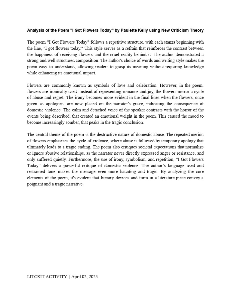 Poem Analysis - Group 3 | PDF