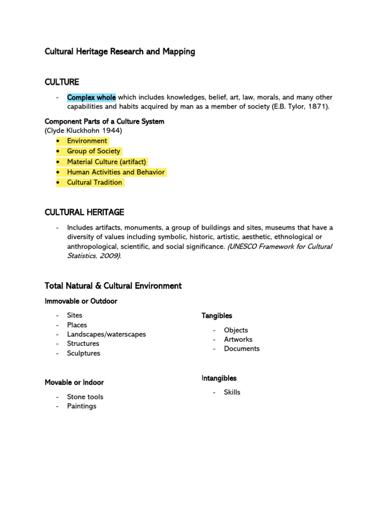 Cultural Heritage Research and Mapping | PDF | Cultural Heritage ...