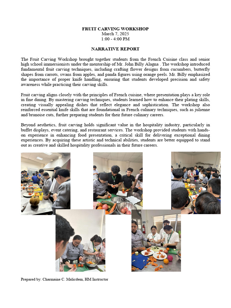 Narrative Report - Fruit Carving | PDF