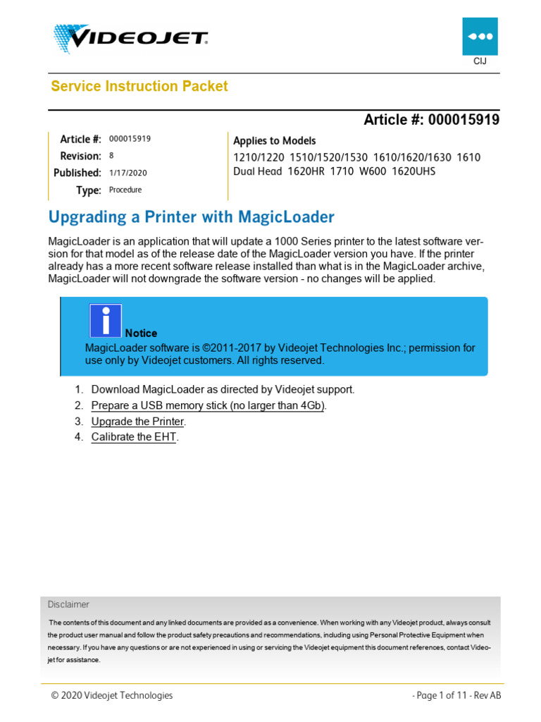 Upgrading A 1000 Series Printer With MagicLoader | PDF | Printer (Computing) | Usb Flash Drive