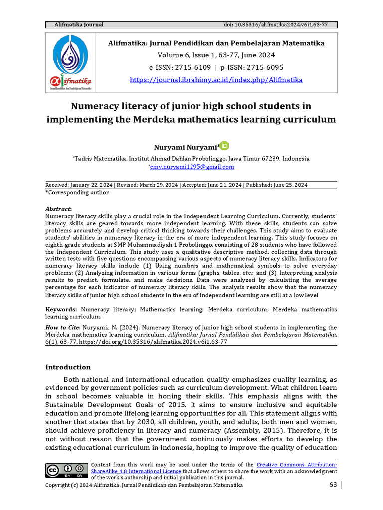 4483-Article Text-20324-2-10-20240629 | PDF | Literacy | Curriculum