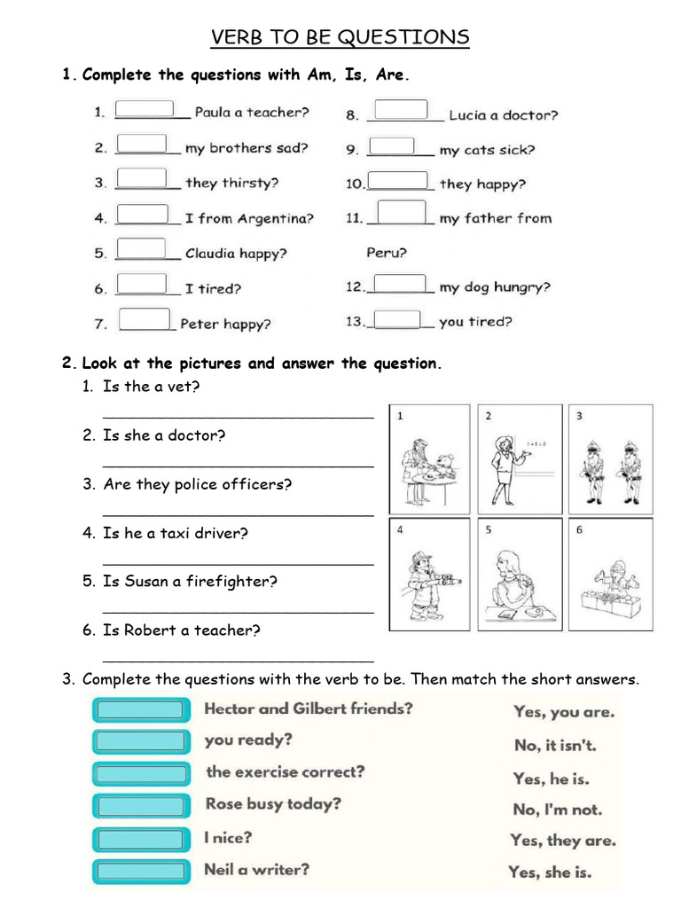 Ficha6 Inglés 5to y 6to Verb To Be Questions | PDF