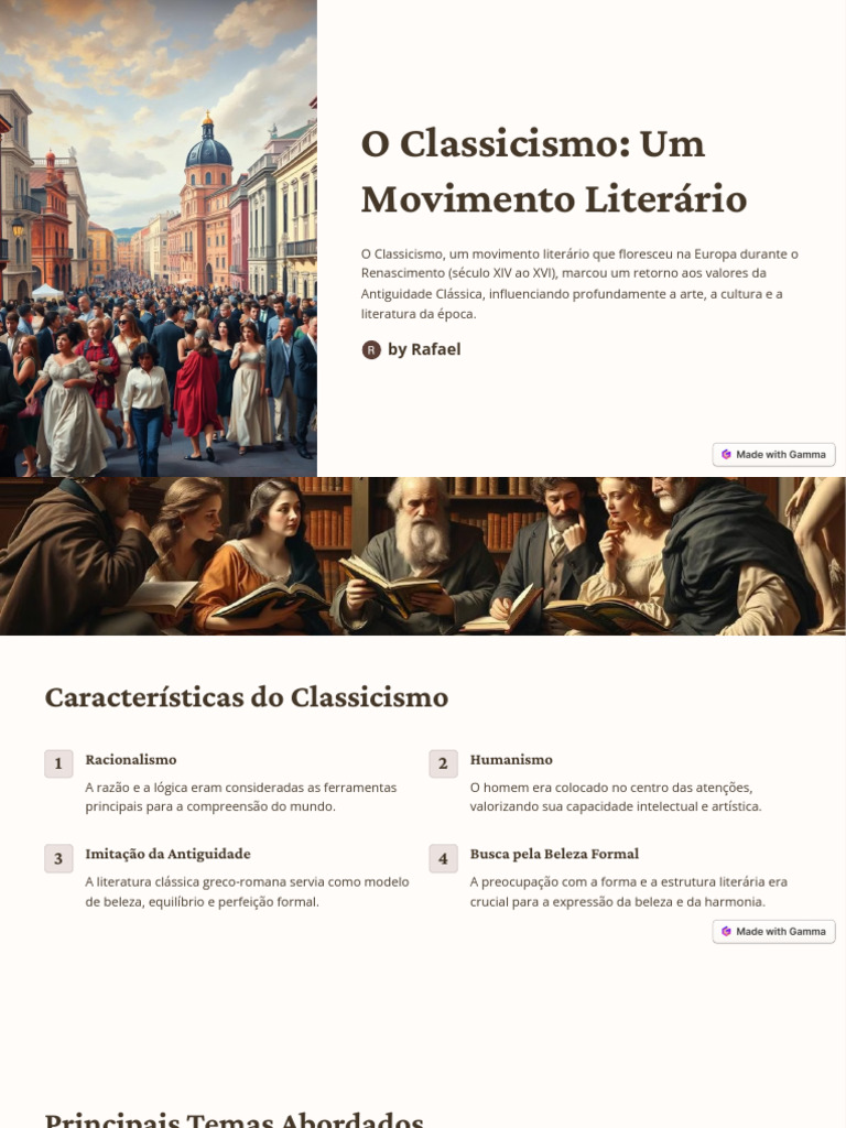 O Classicismo Um Movimento Literario | PDF | Classicismo | Renascimento