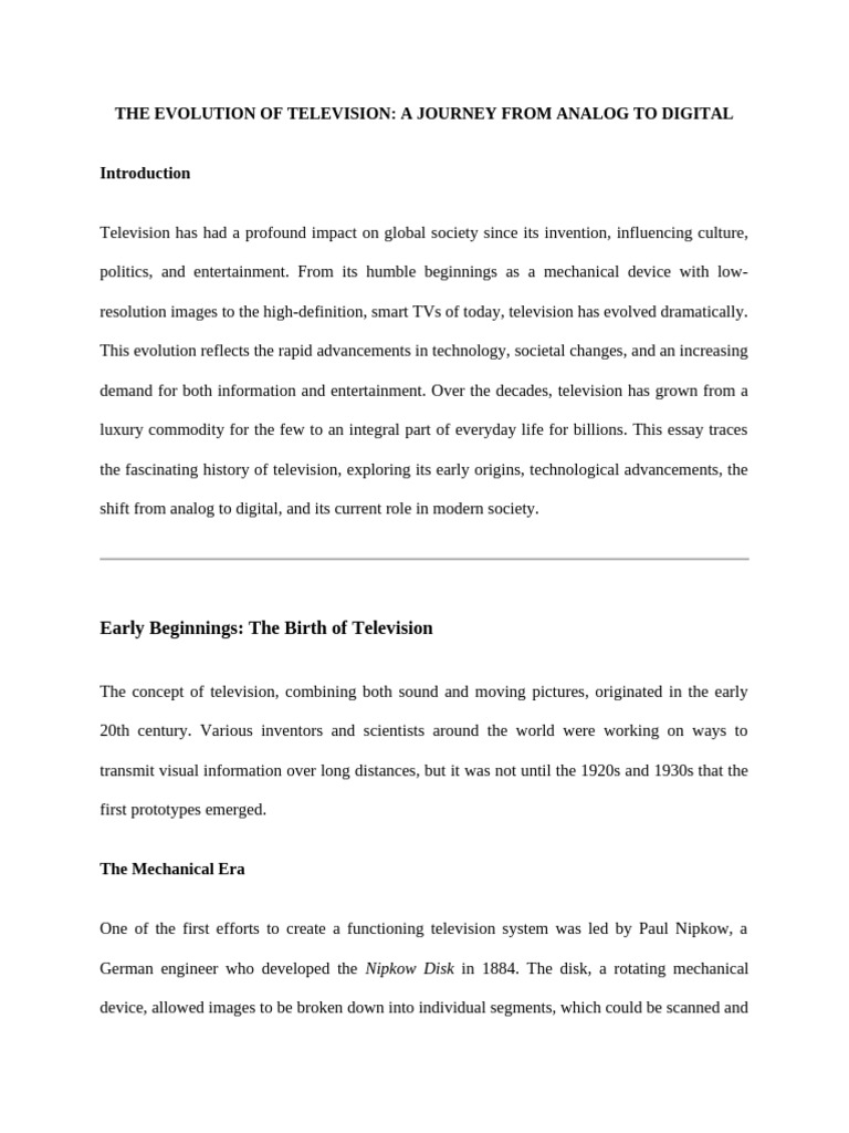 The Evolution of Television | PDF | Television | High Definition Television
