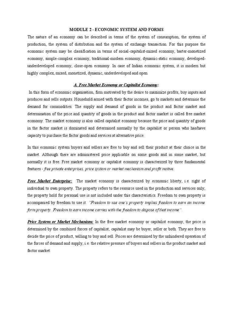 Economic System | PDF | Economic System | Market Economy