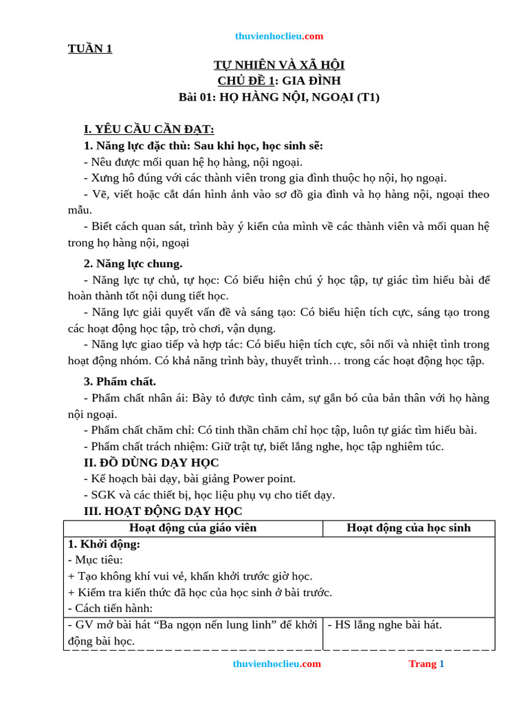 GA TNXH Lop 3 Canh Dieu HK1 | PDF