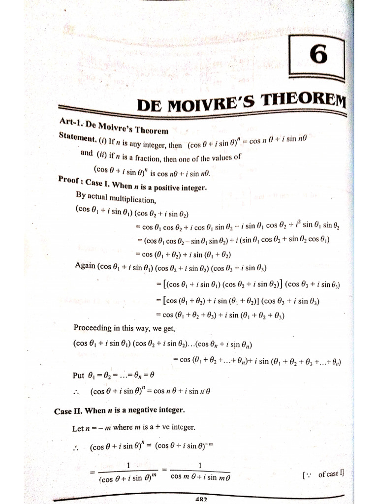CH-6 de Moivre's Theorem | PDF