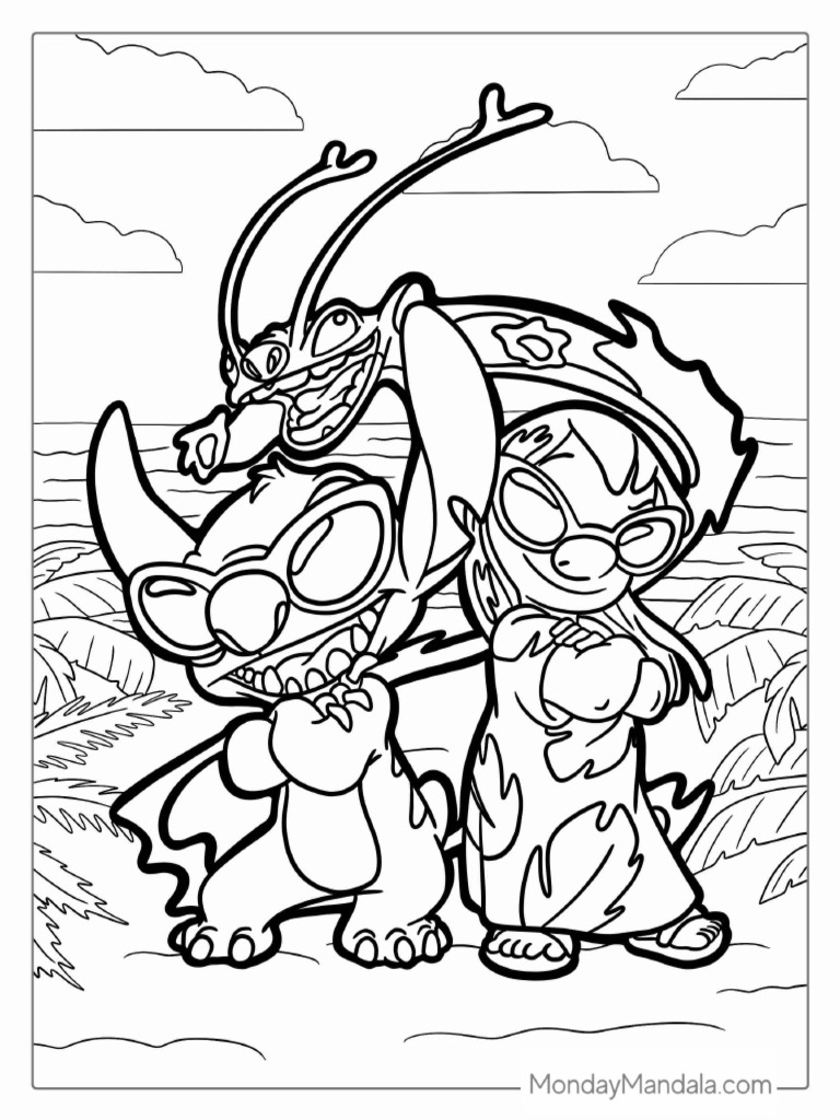 Lilo and Stitch With Reuben Coloring Page | PDF