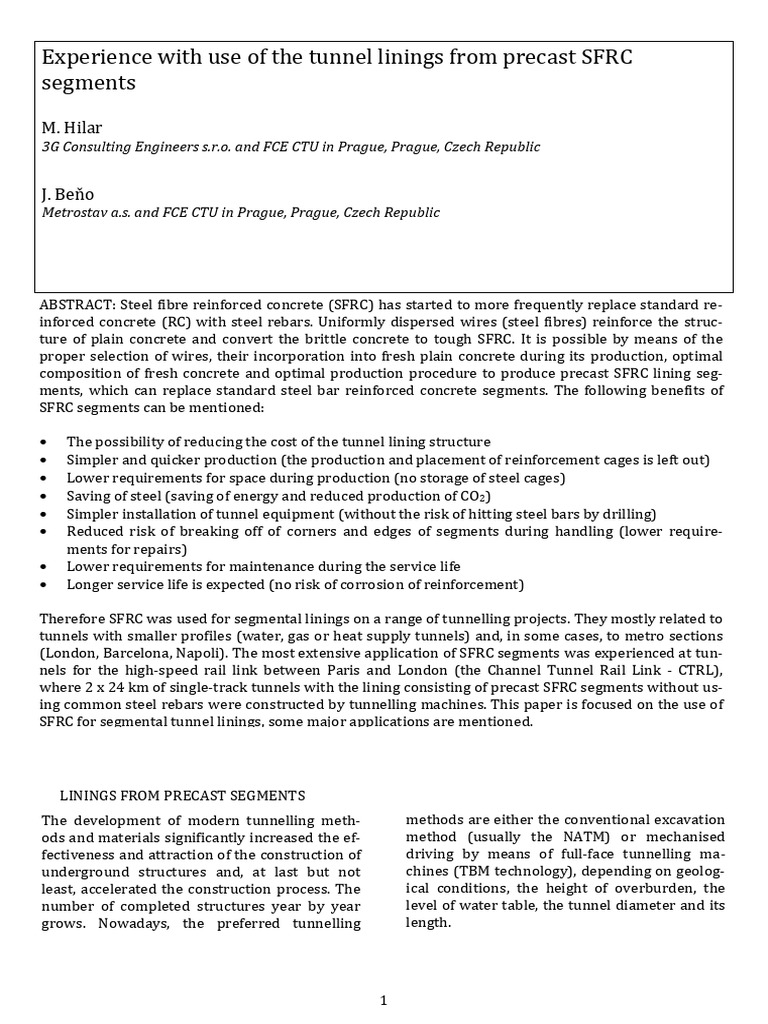 SFRC in Tunnel Lining Applications | PDF | Concrete | Reinforced Concrete