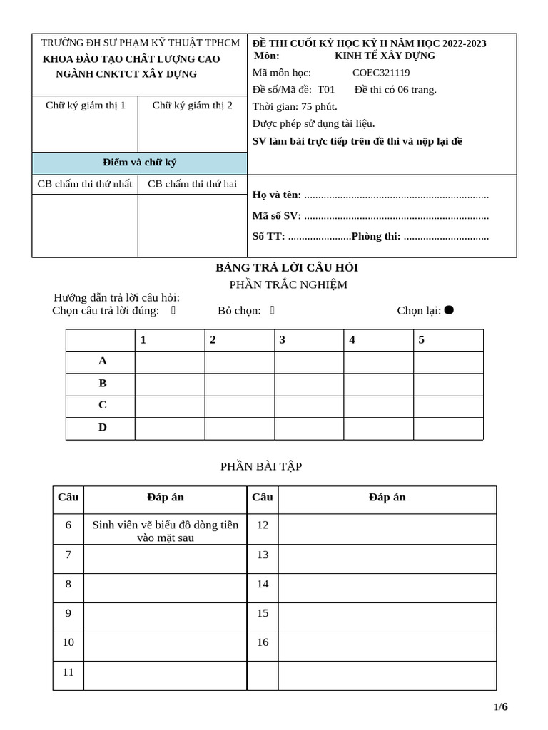 Đề 1 - KTXD - CLC | PDF