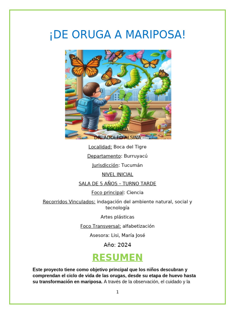 Proyecto de ciencias de oruga a mariposa | PDF | Mariposa | Lepidópteros