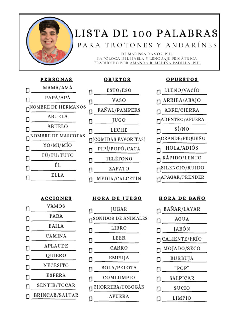 100 Palabras Espanol | PDF | Lingüística