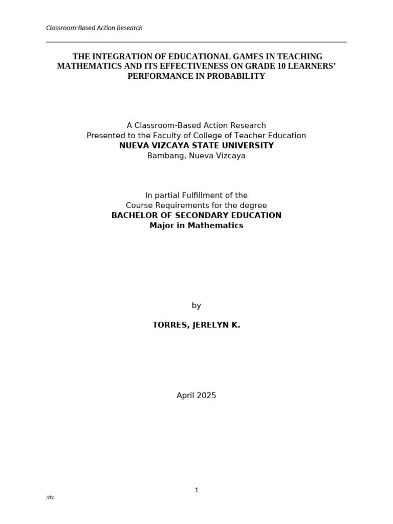 Cbar Educational Games Math | PDF | Learning | Teachers