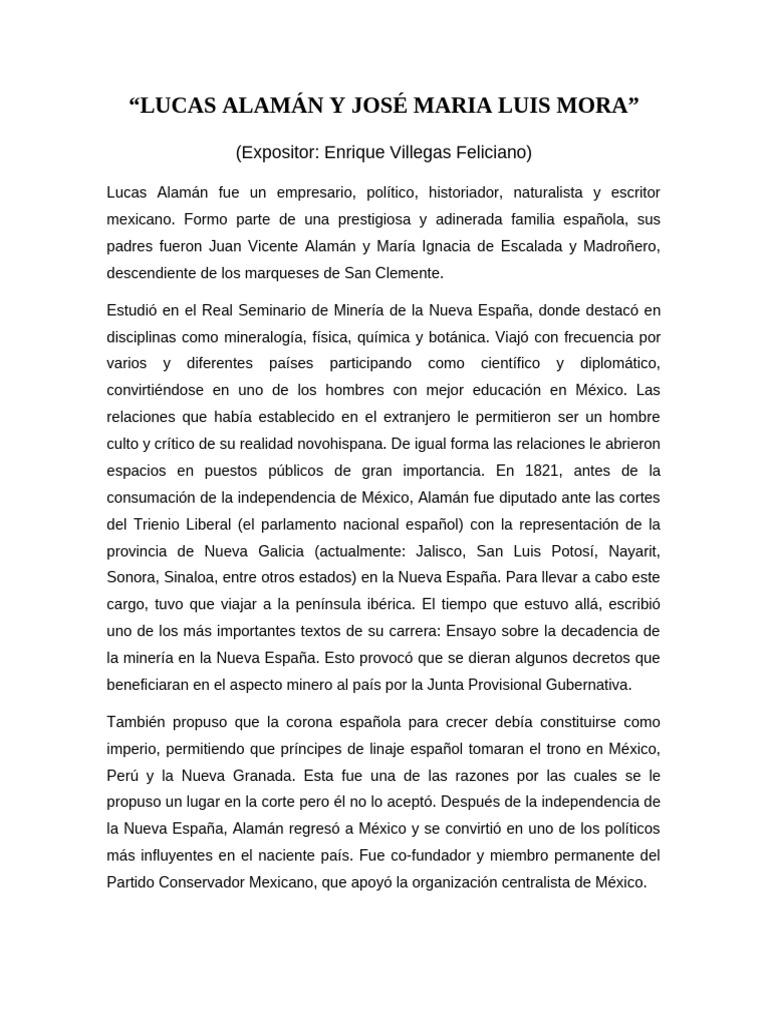 Lucas Alamán: Político y Conservador Mexicano | PDF