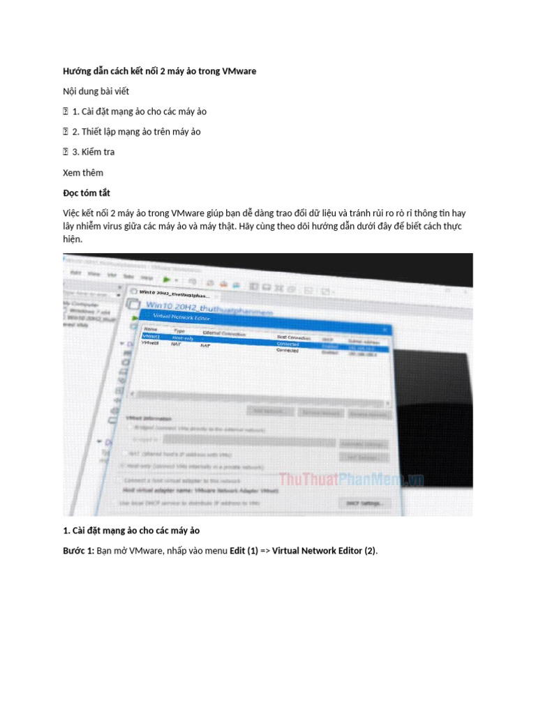 Hướng dẫn tạo mạng và kết nối các máy ảo trong VMware | PDF