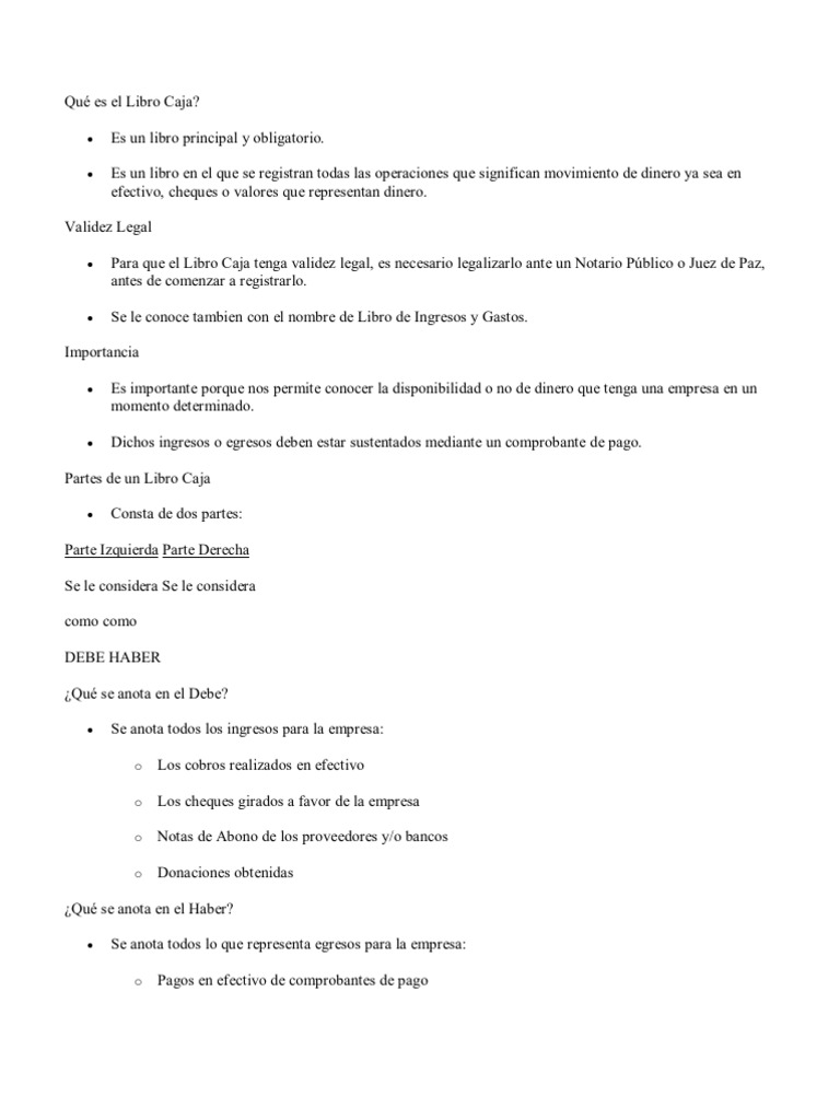 Qué Es El Libro Caja | PDF | Contabilidad | Bancos