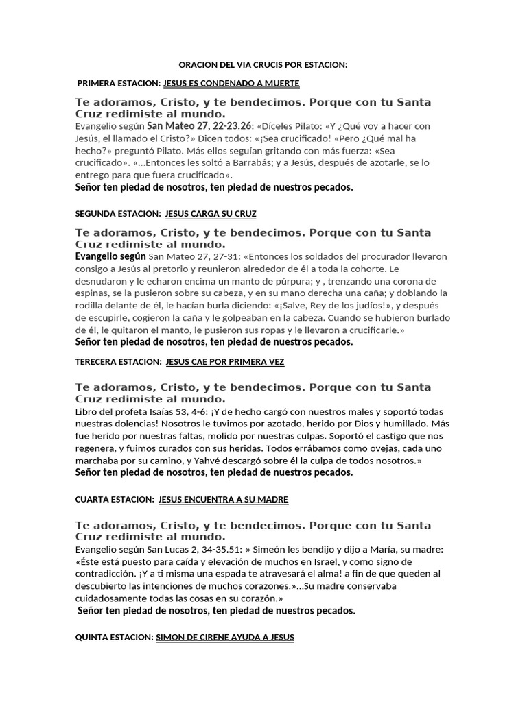 Oracion Por Estacion | PDF | Jesús | Episodios del evangelio