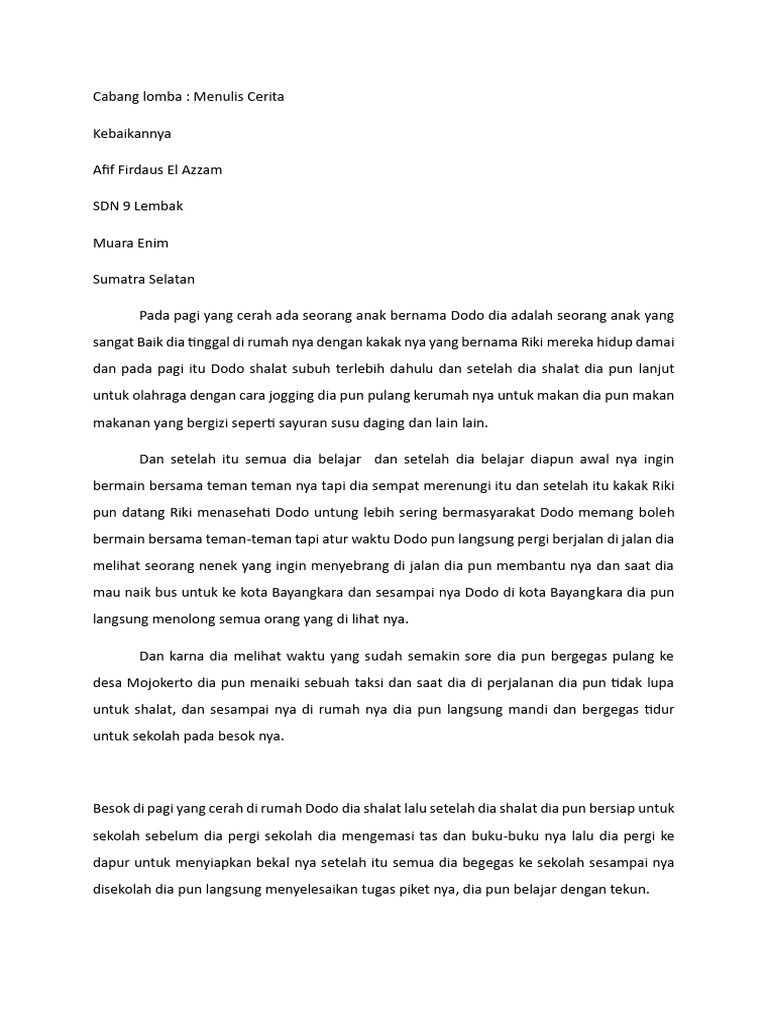 Afif Firdaus El Azzam - Menulis Cerita - Muara Enim | PDF