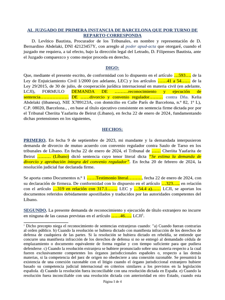 Anexo 3 Modelo Demanda Ejecutiva Tema 10 45784473Y | PDF | Demanda judicial | Ley procesal