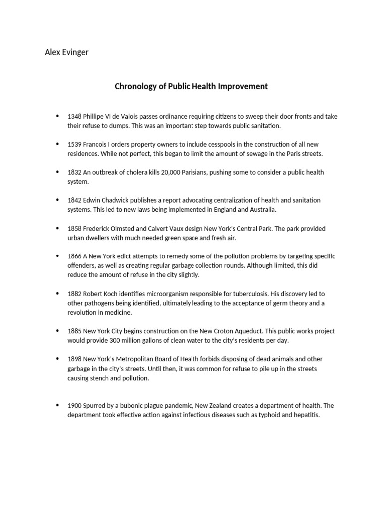 Key Milestones in Public Health History | PDF