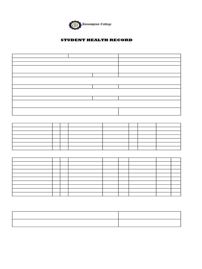 Student Health Record Bed G11 SHS | PDF | Vaccines | Medical Specialties