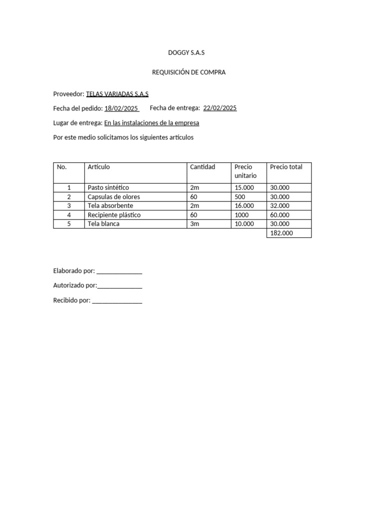 requisición modelo | PDF