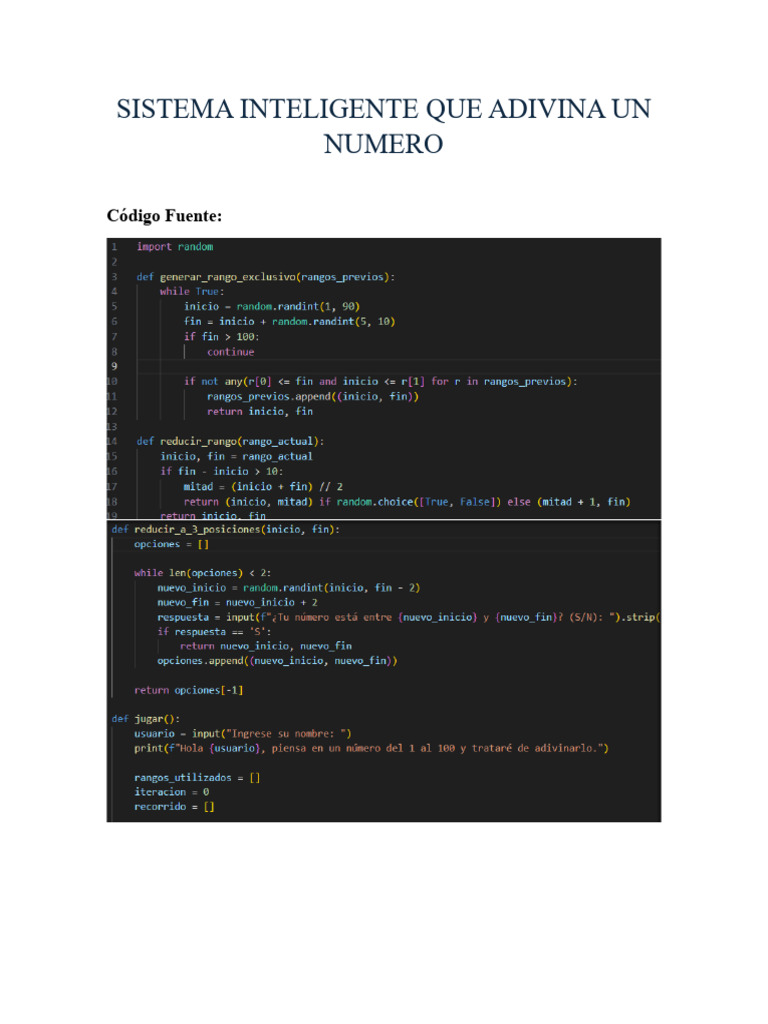 Sistema Inteligente Que Adivina Un Numero | PDF