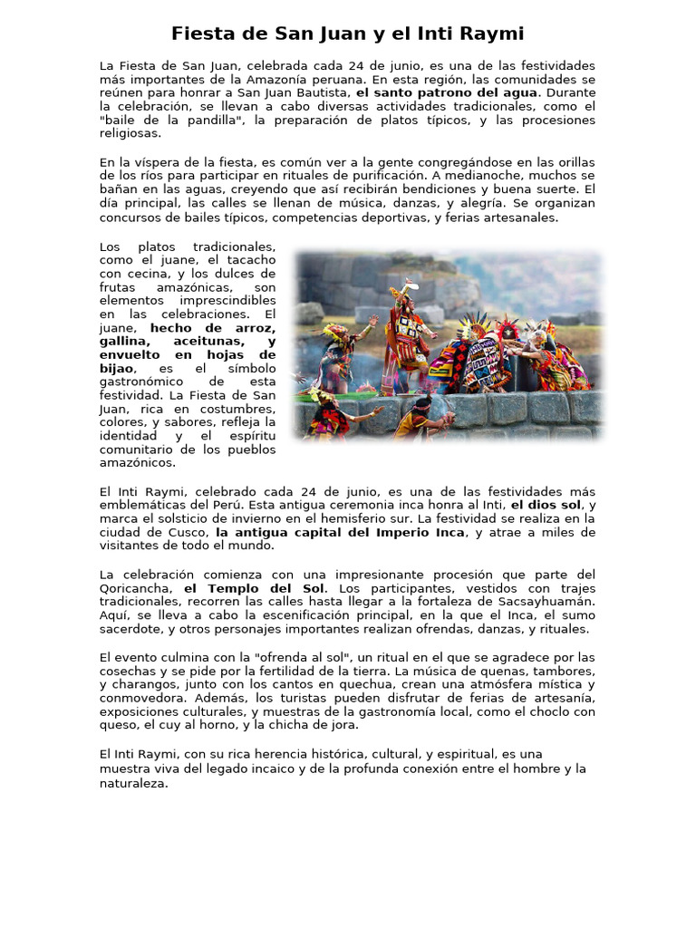Cuento Del Inti Raymi | PDF
