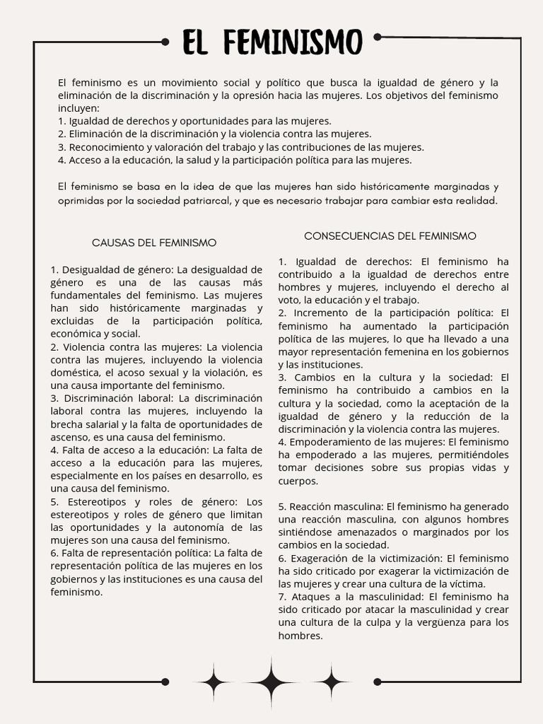 Causas y Consecuencias del Feminismo | PDF | Estudios de género | Feminismo