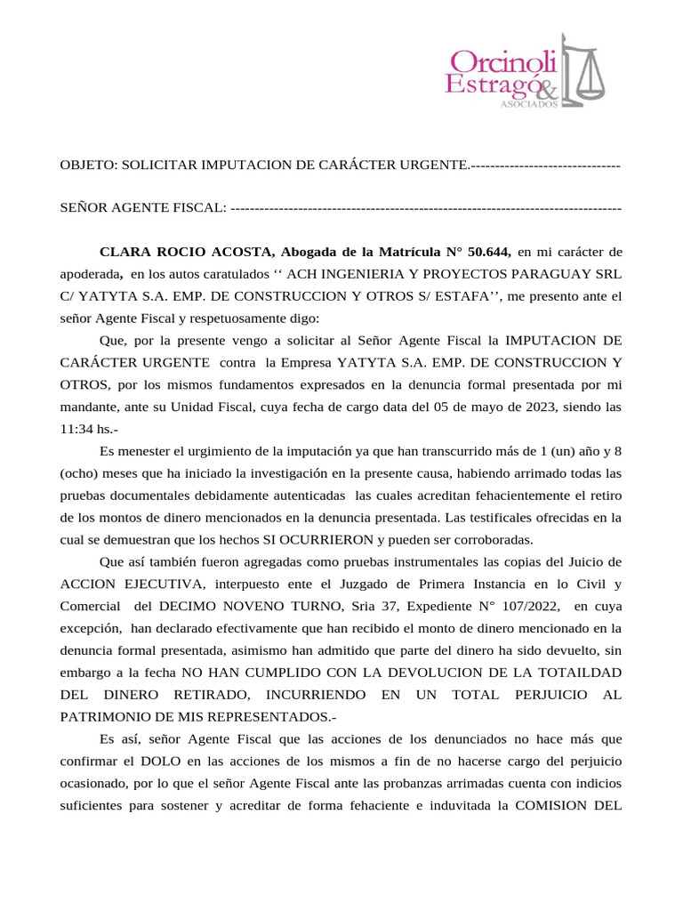 URGIR IMPUTACION | PDF | Justicia | Crimen y violencia