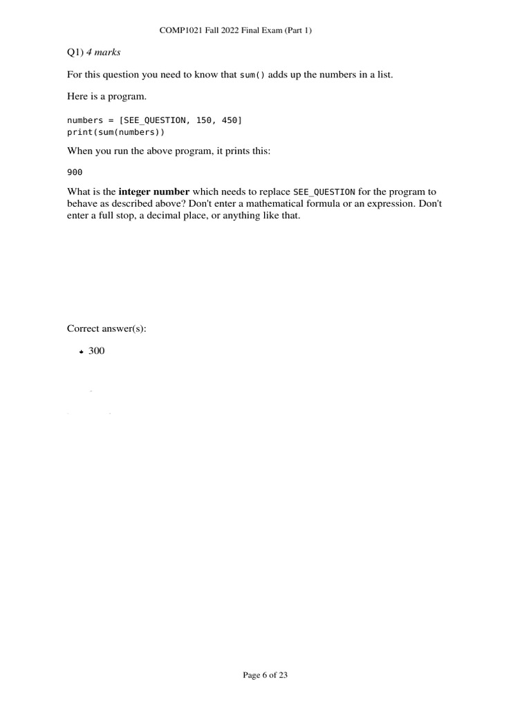 (COMP1021)[2022](f)final~=ol9033^_56555 | PDF | Arithmetic | Mathematics