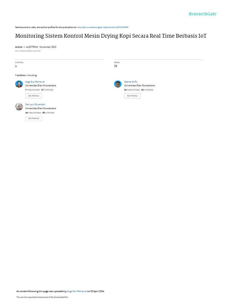 Monitoring Sistem Kontrol Mesin Drying Kopi Secara Real Time Berbasis ...
