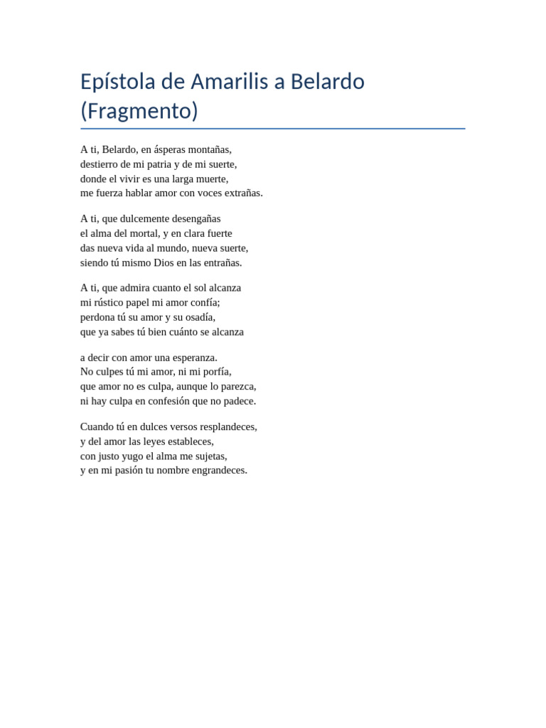 Epístola de Amarilis a Belardo | PDF